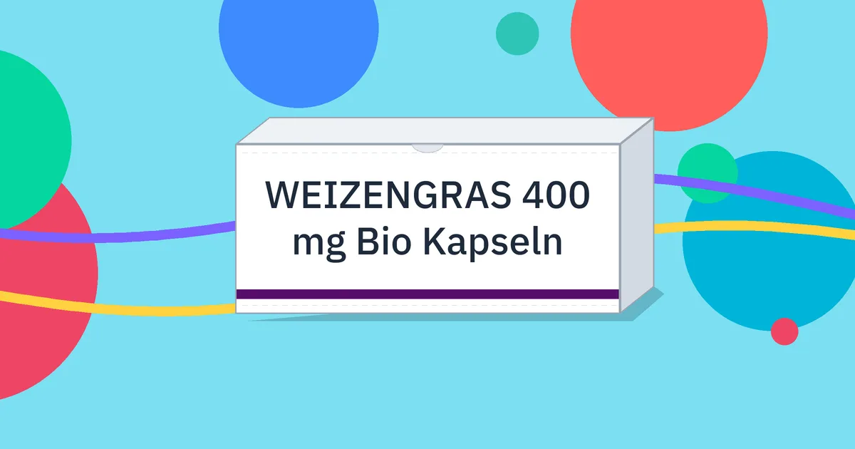Symbolbild: Packung mit der Aufschrift WEIZENGRAS 400 mg Bio Kapseln (PZN 17179078) – Verfügbarkeit und Bezug in Apotheken in Frankfurt am Main