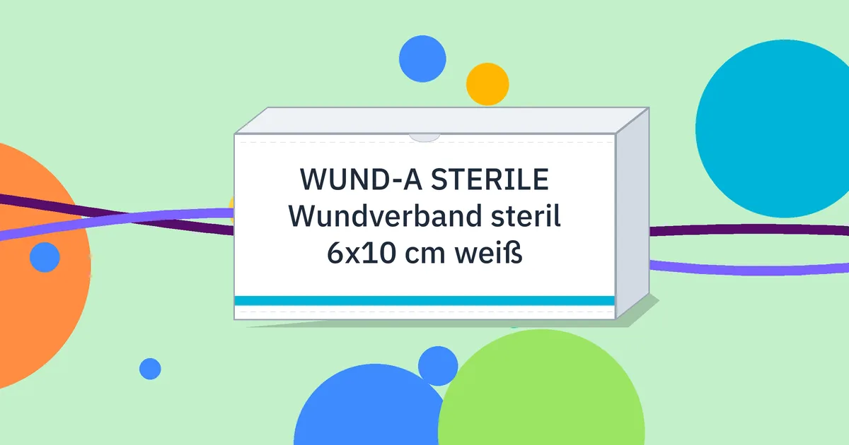 Symbolbild: Packung mit der Aufschrift WUND-A STERILE Wundverband steril 6x10 cm weiß (PZN 20159731) – Verfügbarkeit und Bezug in Apotheken in Frankfurt am Main