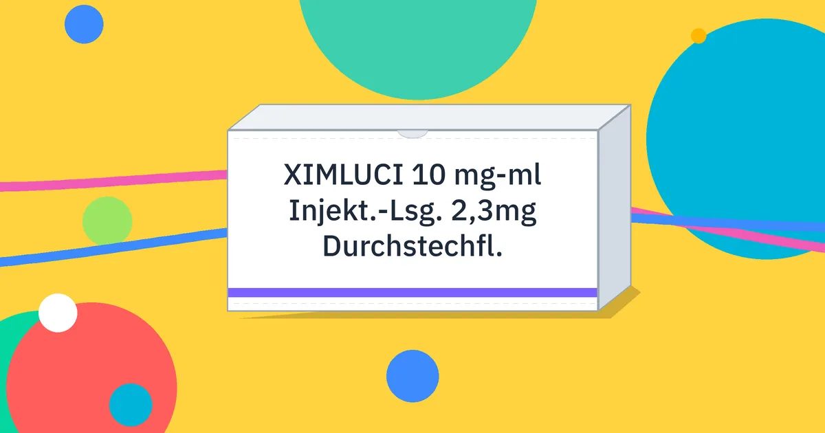 Symbolbild: Packung mit der Aufschrift XIMLUCI 10 mg-ml Injekt.-Lsg. 2,3mg Durchstechfl. (PZN 19215401) – Verfügbarkeit und Bezug in Apotheken in Frankfurt am Main