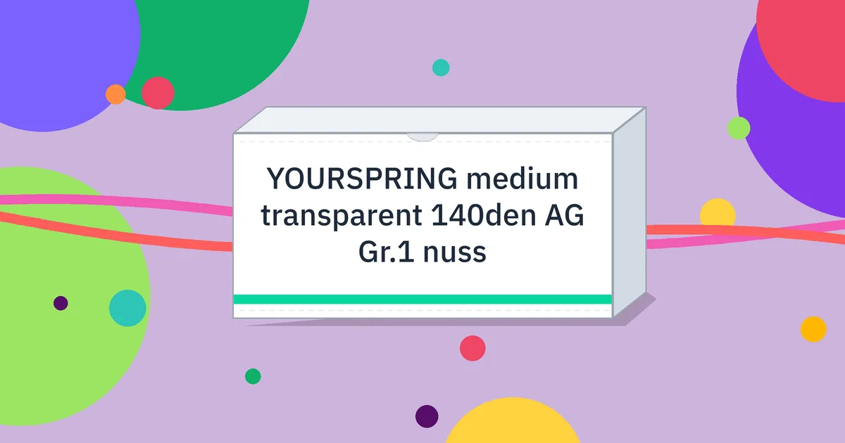 Symbolbild: Packung mit der Aufschrift YOURSPRING medium transparent 140den AG Gr.1 nuss (PZN 18057101) – Verfügbarkeit und Bezug in Apotheken in Frankfurt am Main