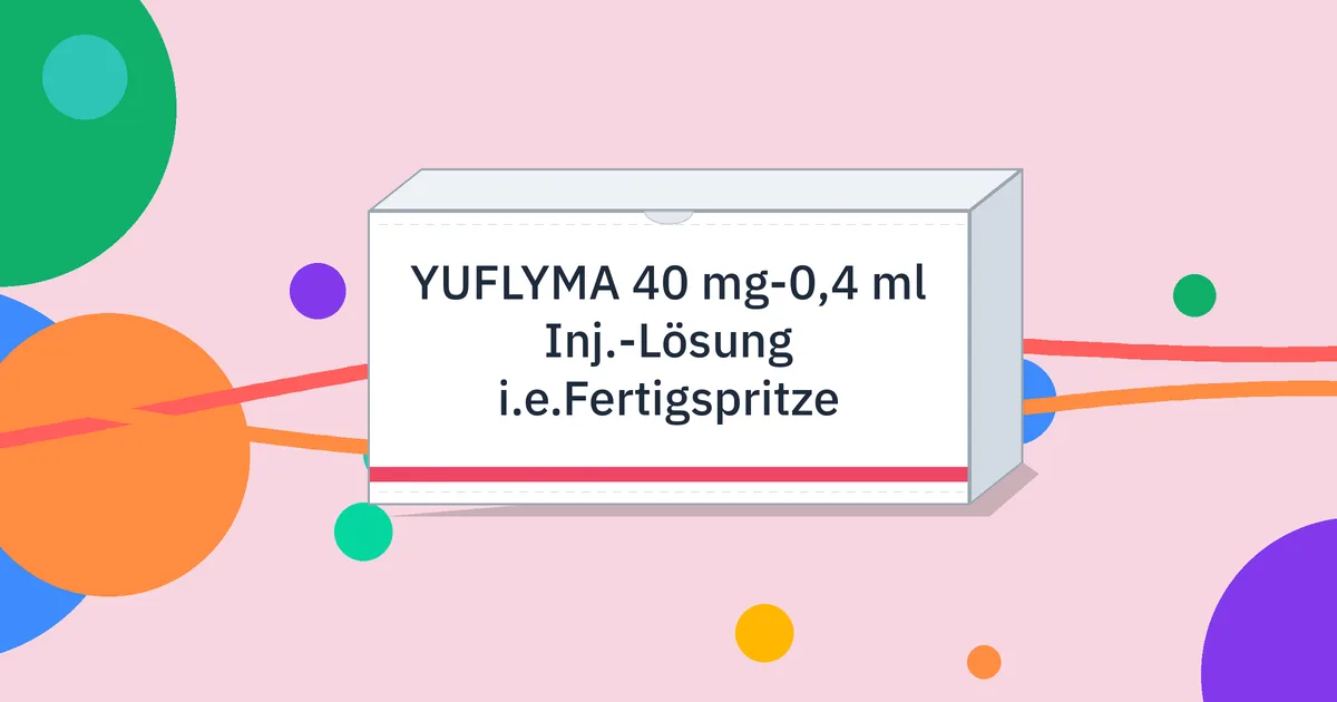 Symbolbild: Packung mit der Aufschrift YUFLYMA 40 mg-0,4 ml Inj.-Lösung i.e.Fertigspritze (PZN 17583684) – Verfügbarkeit und Bezug in Apotheken in Frankfurt am Main