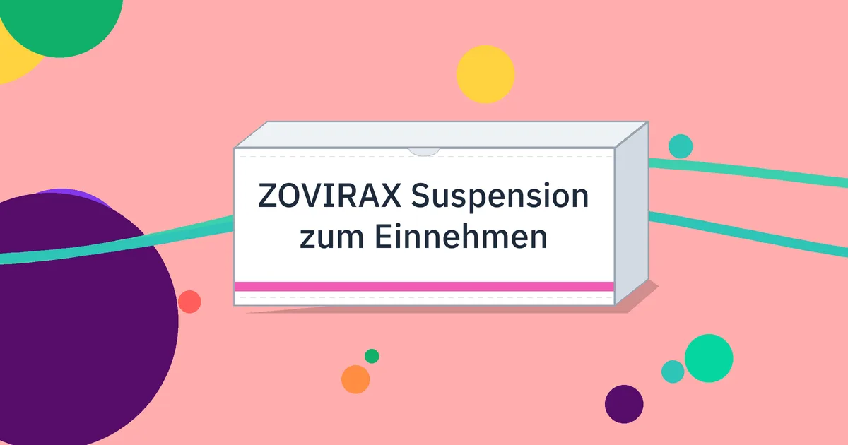 Symbolbild: Packung mit der Aufschrift ZOVIRAX Suspension zum Einnehmen (PZN 04749858) – Verfügbarkeit und Bezug in Apotheken in Frankfurt am Main