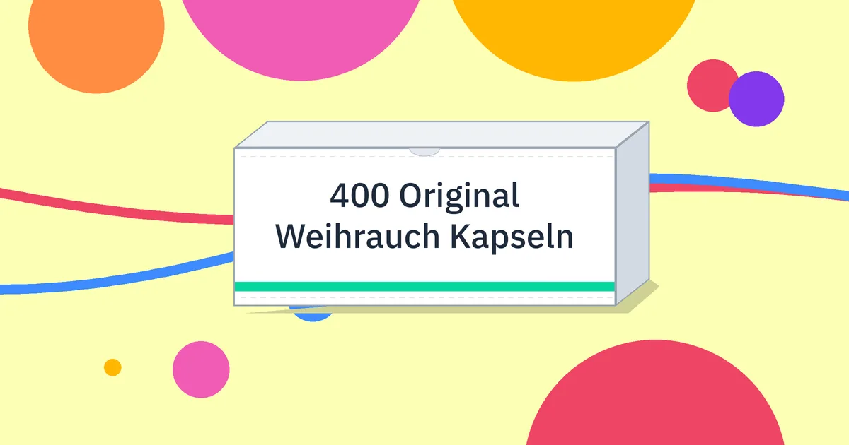 Symbolbild: Packung mit der Aufschrift 400 Original Weihrauch Kapseln (PZN 18737439) – Verfügbarkeit und Bezug in Apotheken in Frankfurt am Main