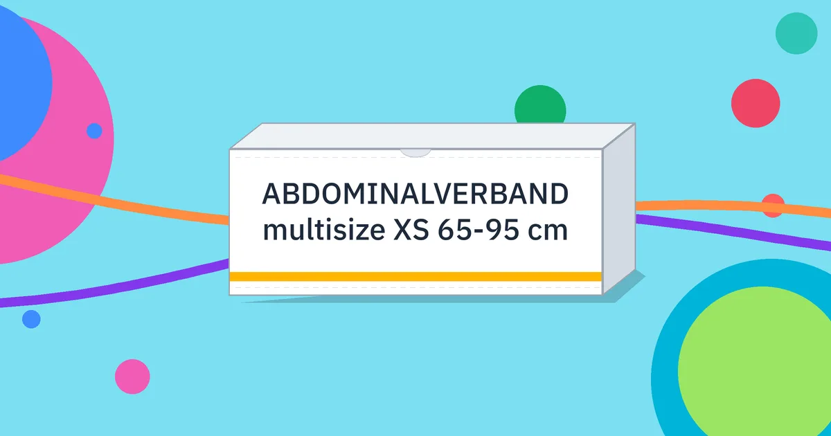 Symbolbild: Packung mit der Aufschrift ABDOMINALVERBAND multisize XS 65-95 cm (PZN 18314012) – Verfügbarkeit und Bezug in Apotheken in Frankfurt am Main