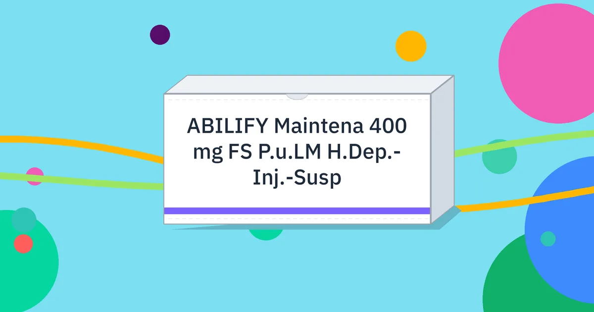 Symbolbild: Packung mit der Aufschrift ABILIFY Maintena 400 mg FS P.u.LM H.Dep.-Inj.-Susp (PZN 18719973) – Verfügbarkeit und Bezug in Apotheken in Frankfurt am Main