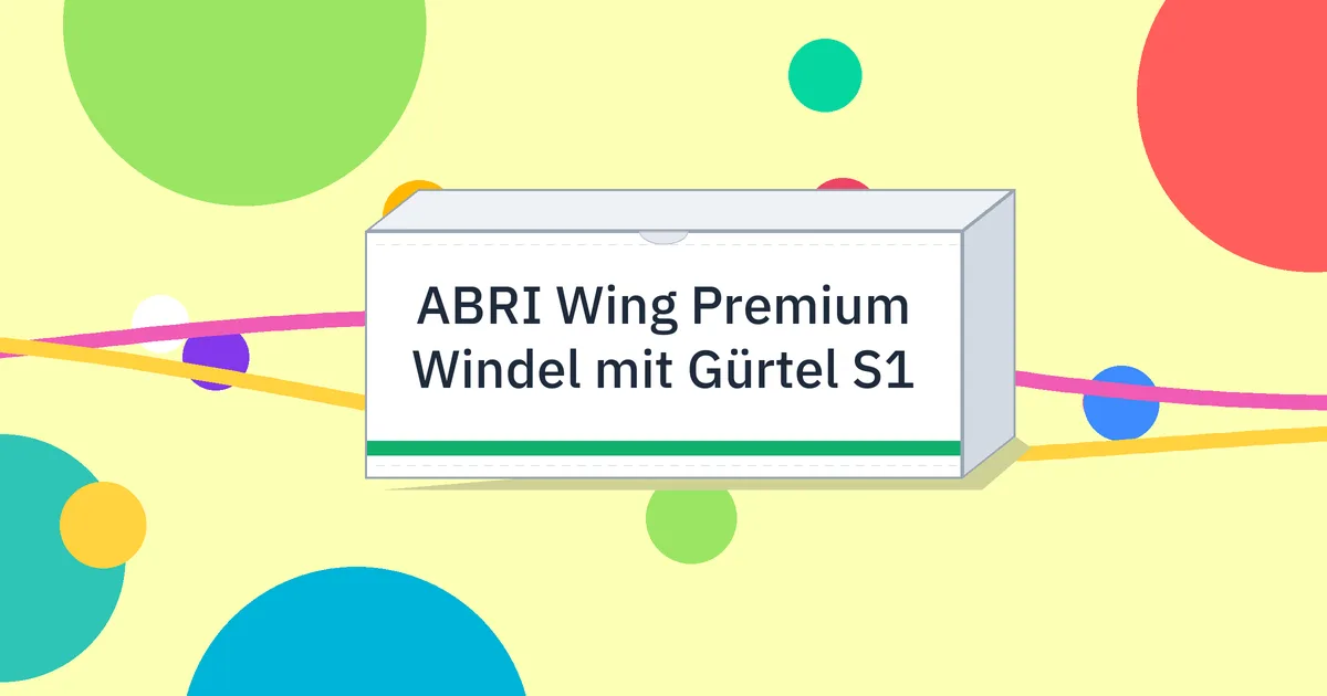 Symbolbild: Packung mit der Aufschrift ABRI Wing Premium Windel mit Gürtel S1 (PZN 14409075) – Verfügbarkeit und Bezug in Apotheken in Frankfurt am Main