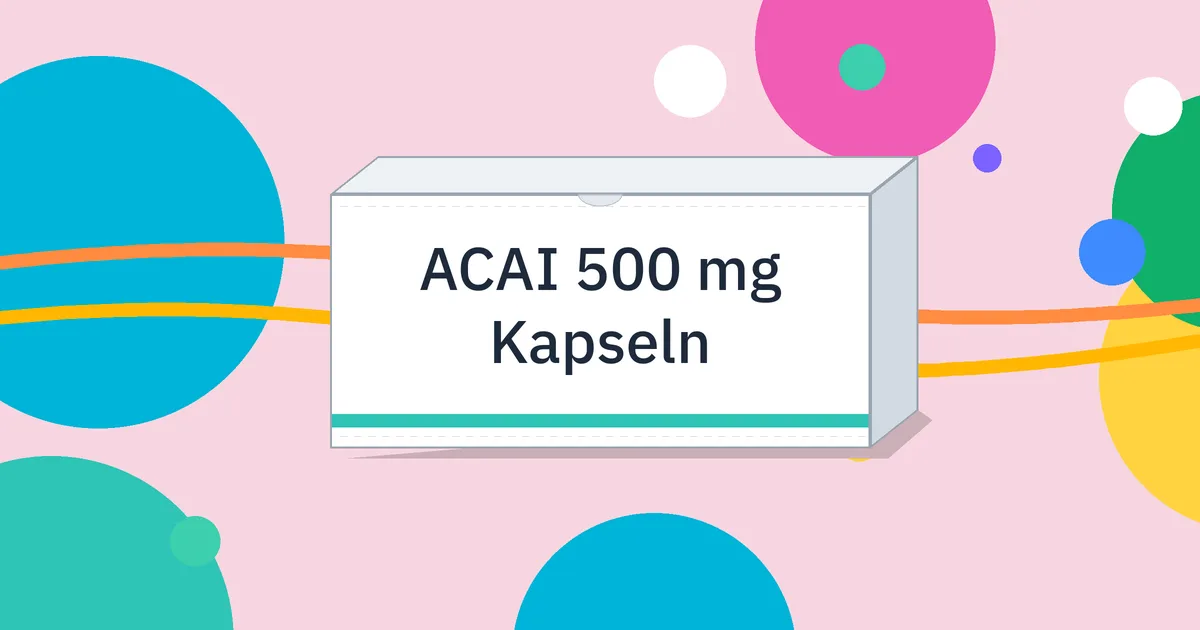 Symbolbild: Packung mit der Aufschrift ACAI 500 mg Kapseln (PZN 10110178) – Verfügbarkeit und Bezug in Apotheken in Frankfurt am Main