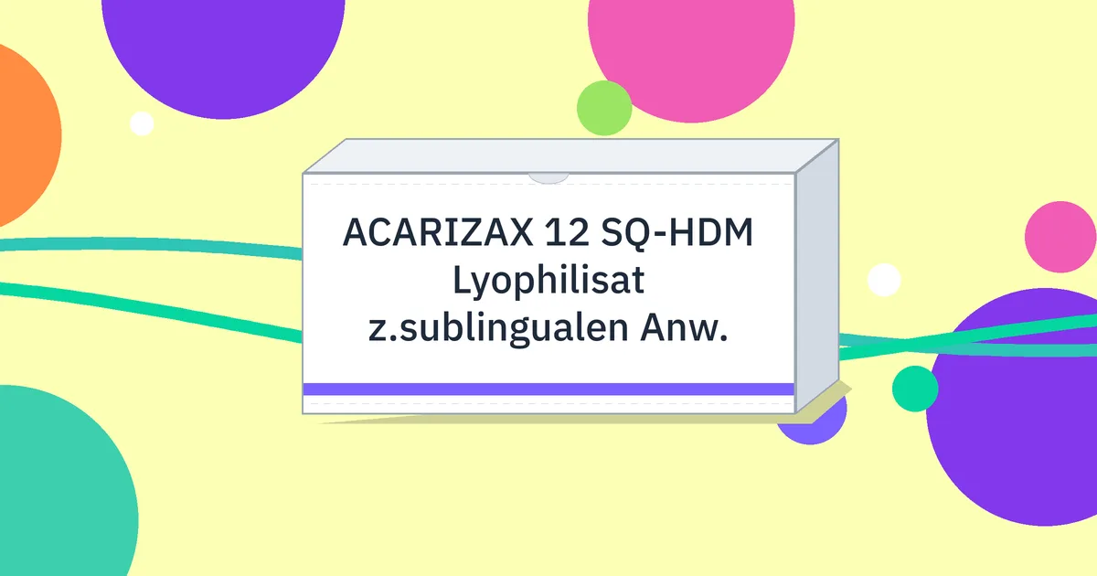 Symbolbild: Packung mit der Aufschrift ACARIZAX 12 SQ-HDM Lyophilisat z.sublingualen Anw. (PZN 17198911) – Verfügbarkeit und Bezug in Apotheken in Frankfurt am Main