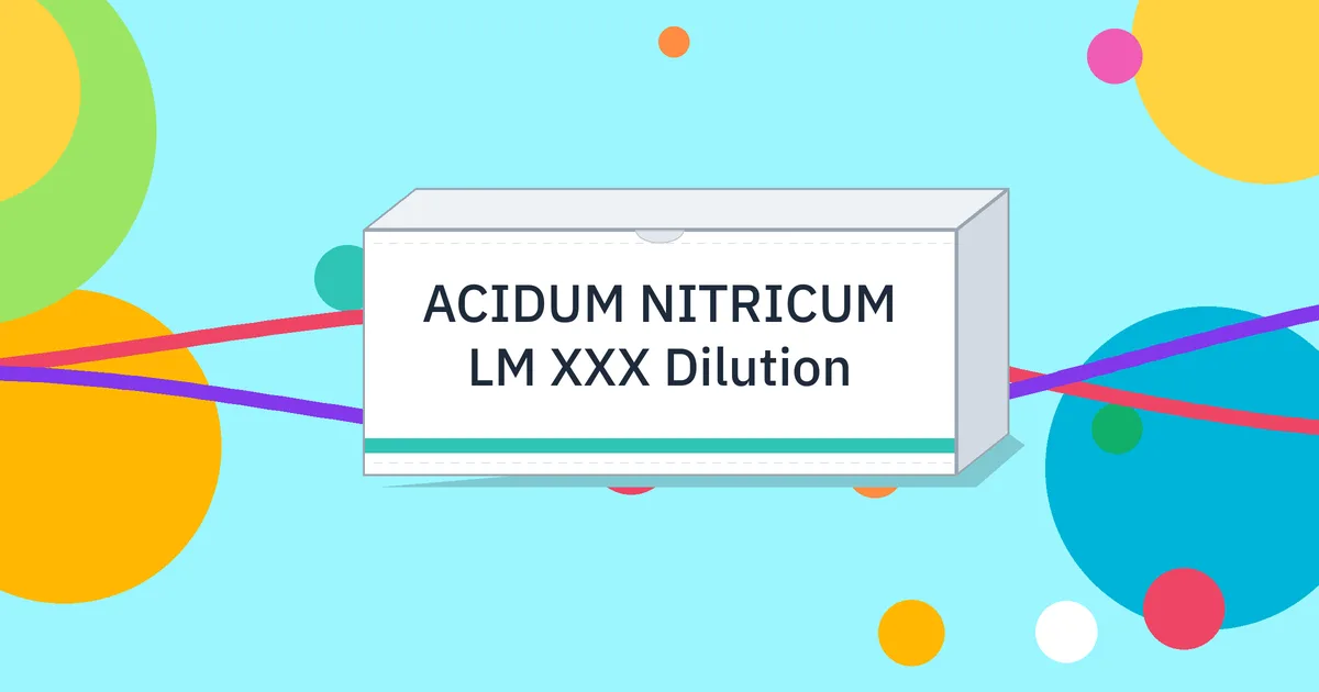 Symbolbild: Packung mit der Aufschrift ACIDUM NITRICUM LM XXX Dilution (PZN 02820902) – Verfügbarkeit und Bezug in Apotheken in Frankfurt am Main