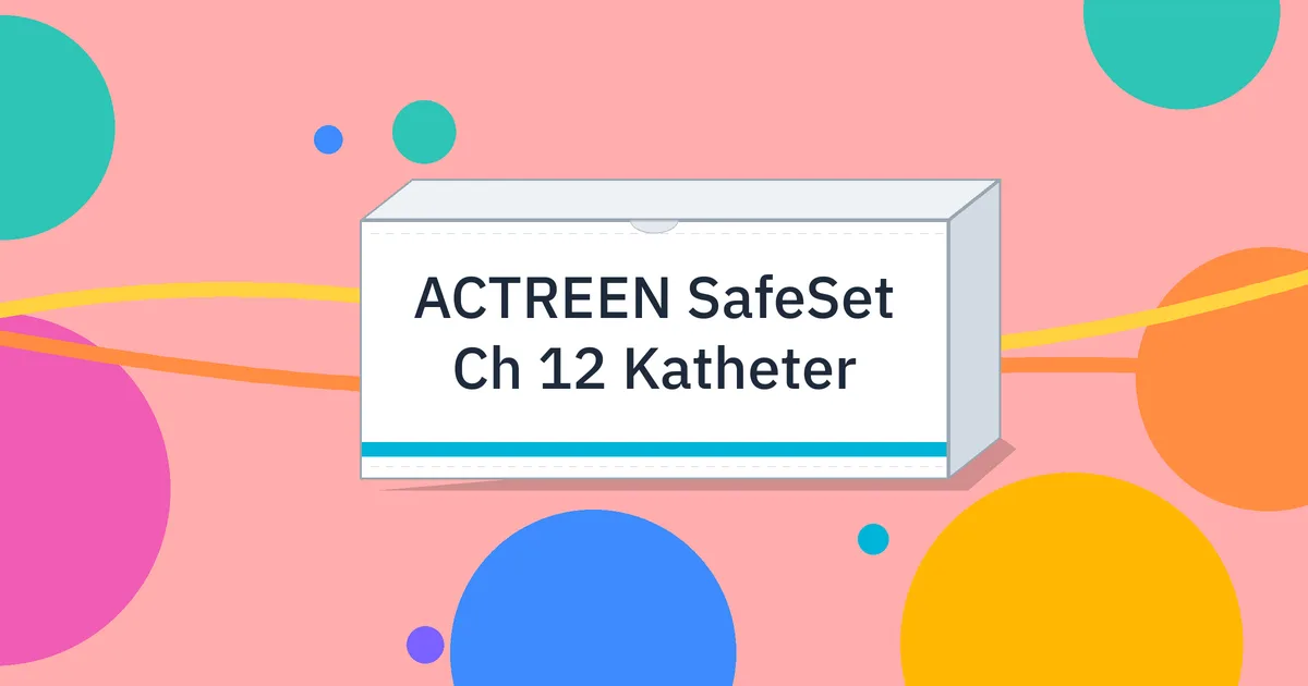 Symbolbild: Packung mit der Aufschrift ACTREEN SafeSet Ch 12 Katheter (PZN 06968777) – Verfügbarkeit und Bezug in Apotheken in Frankfurt am Main