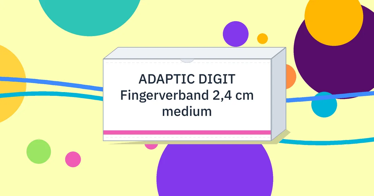 Symbolbild: Packung mit der Aufschrift ADAPTIC DIGIT Fingerverband 2,4 cm medium (PZN 11318254) – Verfügbarkeit und Bezug in Apotheken in Frankfurt am Main