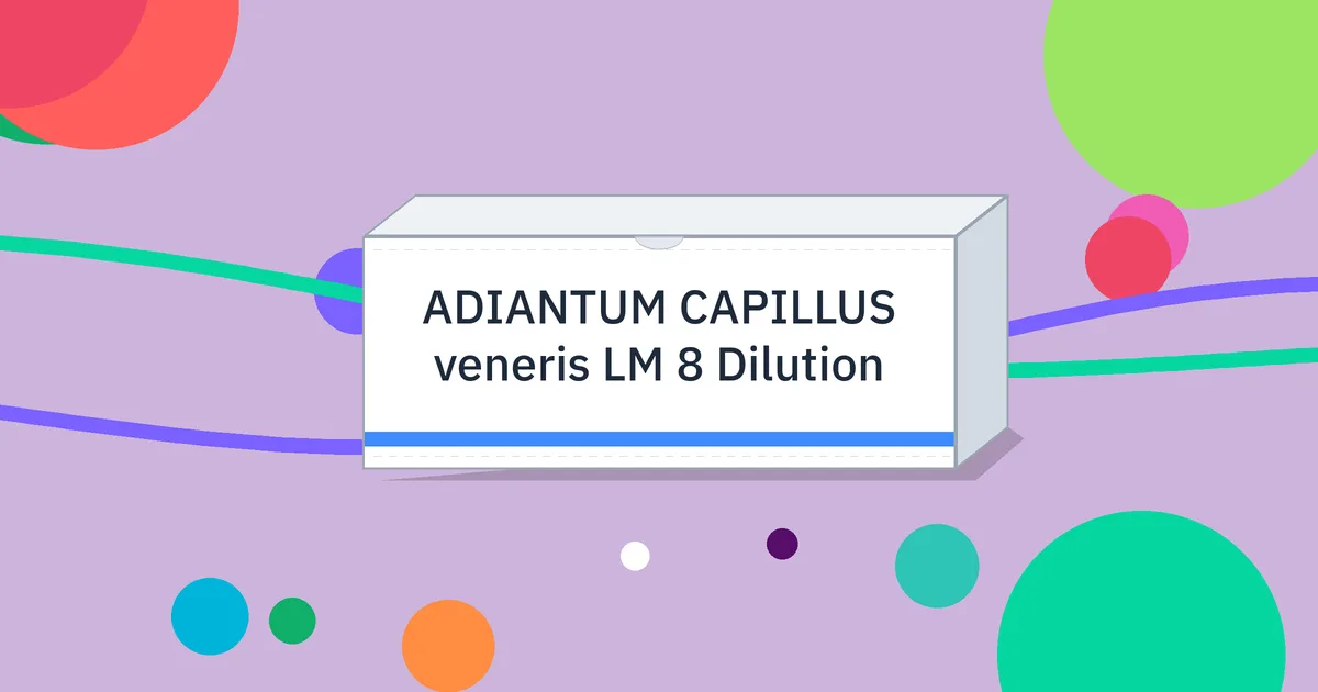 Symbolbild: Packung mit der Aufschrift ADIANTUM CAPILLUS veneris LM 8 Dilution (PZN 13295333) – Verfügbarkeit und Bezug in Apotheken in Frankfurt am Main