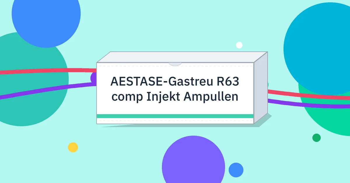Symbolbild: Packung mit der Aufschrift AESTASE-Gastreu R63 comp Injekt Ampullen (PZN 08630350) – Verfügbarkeit und Bezug in Apotheken in Frankfurt am Main