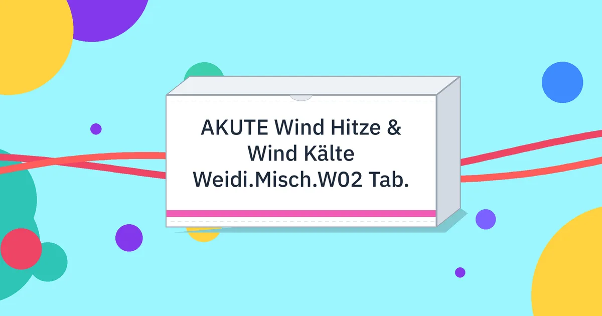 Symbolbild: Packung mit der Aufschrift AKUTE Wind Hitze & Wind Kälte Weidi.Misch.W02 Tab. (PZN 13867456) – Verfügbarkeit und Bezug in Apotheken in Frankfurt am Main