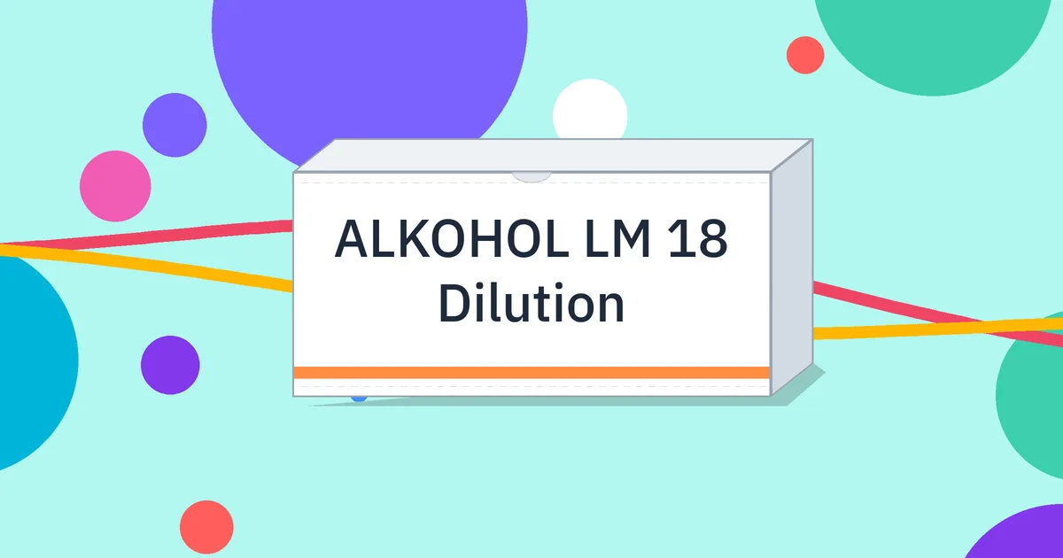 Symbolbild: Packung mit der Aufschrift ALKOHOL LM 18 Dilution (PZN 13311144) – Verfügbarkeit und Bezug in Apotheken in Frankfurt am Main