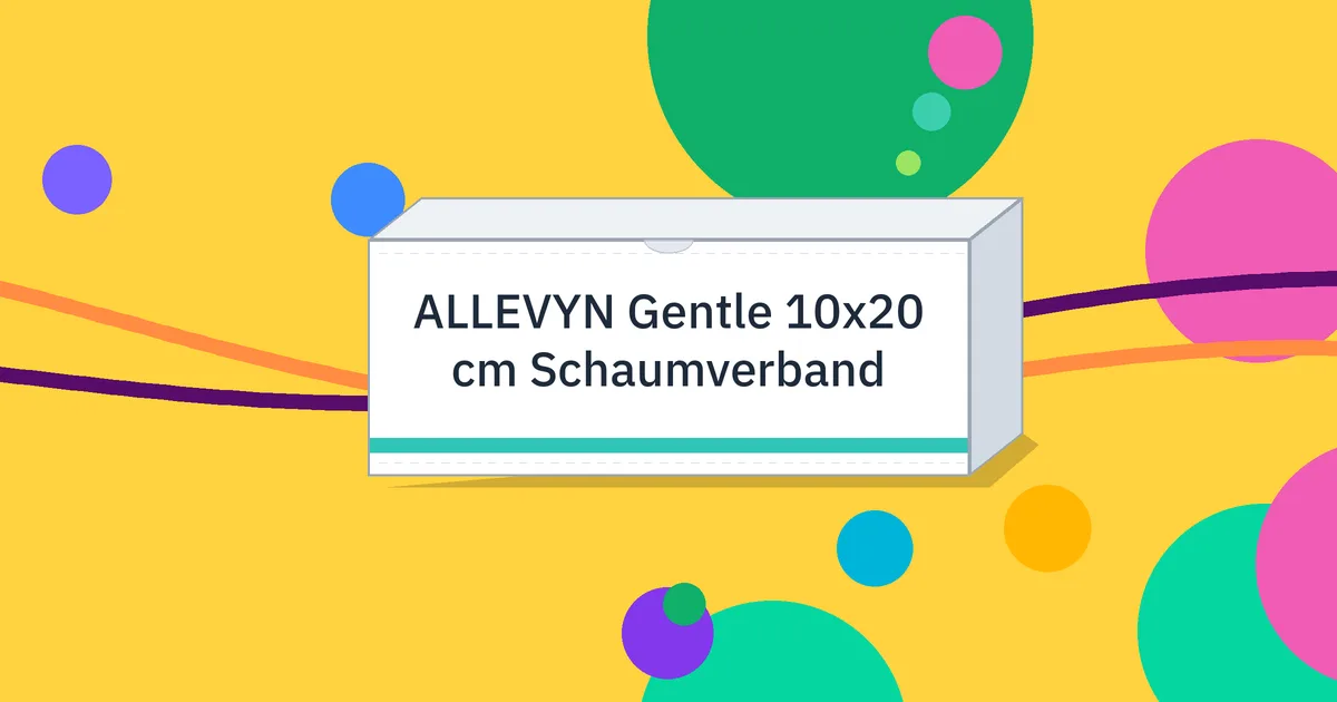 Symbolbild: Packung mit der Aufschrift ALLEVYN Gentle 10x20 cm Schaumverband (PZN 19784978) – Verfügbarkeit und Bezug in Apotheken in Frankfurt am Main