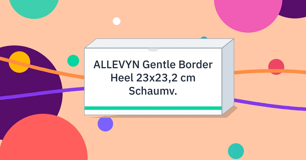 Symbolbild: Packung mit der Aufschrift ALLEVYN Gentle Border Heel 23x23,2 cm Schaumv. (PZN 02691416) – Verfügbarkeit und Bezug in Apotheken in Frankfurt am Main