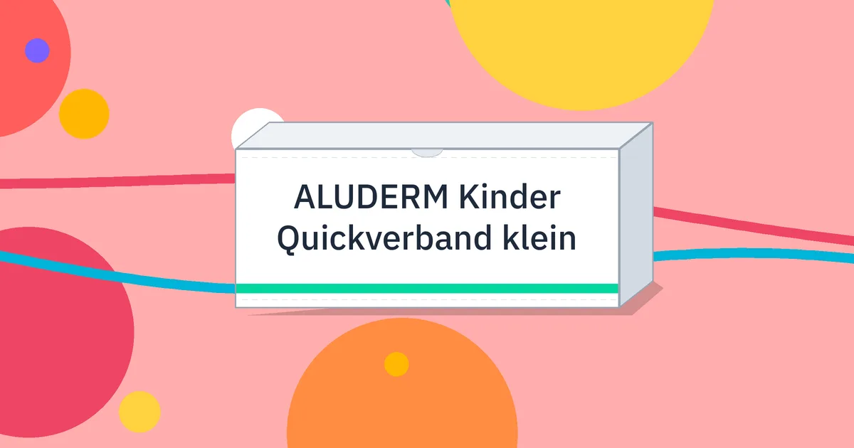Symbolbild: Packung mit der Aufschrift ALUDERM Kinder Quickverband klein (PZN 00118635) – Verfügbarkeit und Bezug in Apotheken in Frankfurt am Main