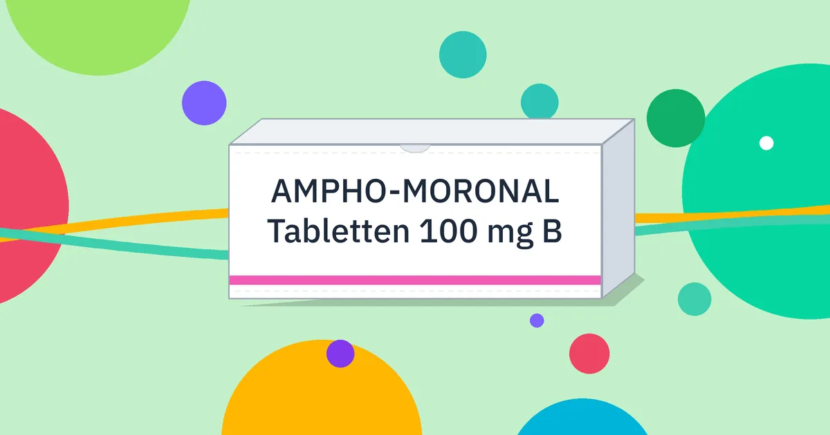 Symbolbild: Packung mit der Aufschrift AMPHO-MORONAL Tabletten 100 mg B (PZN 11647093) – Verfügbarkeit und Bezug in Apotheken in Frankfurt am Main
