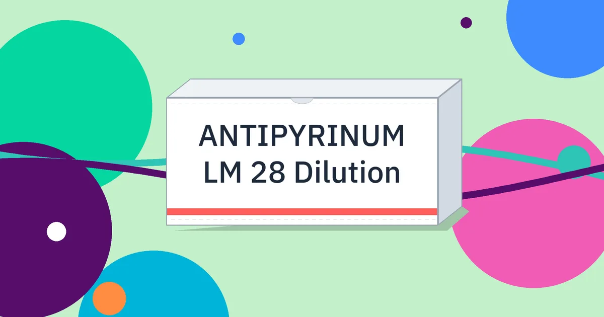 Symbolbild: Packung mit der Aufschrift ANTIPYRINUM LM 28 Dilution (PZN 13376735) – Verfügbarkeit und Bezug in Apotheken in Frankfurt am Main