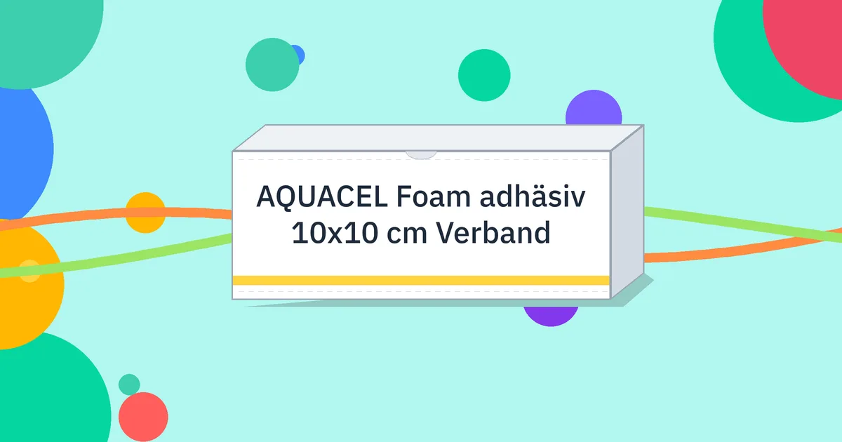 Symbolbild: Packung mit der Aufschrift AQUACEL Foam adhäsiv 10x10 cm Verband (PZN 18123648) – Verfügbarkeit und Bezug in Apotheken in Frankfurt am Main