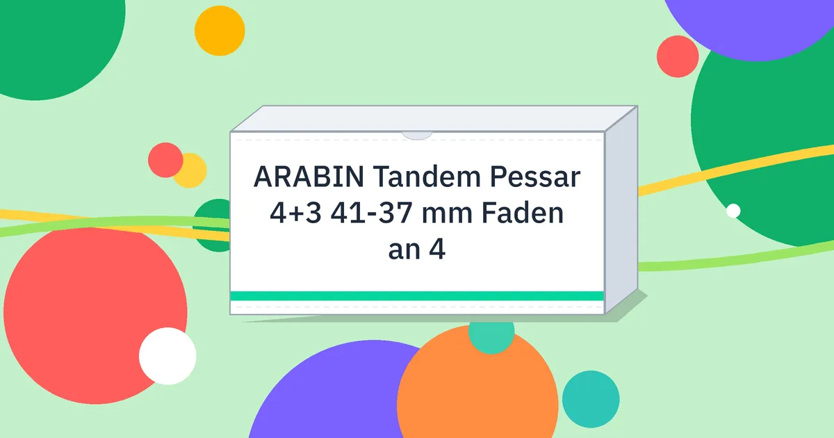 Symbolbild: Packung mit der Aufschrift ARABIN Tandem Pessar 4+3 41-37 mm Faden an 4 (PZN 16928135) – Verfügbarkeit und Bezug in Apotheken in Frankfurt am Main
