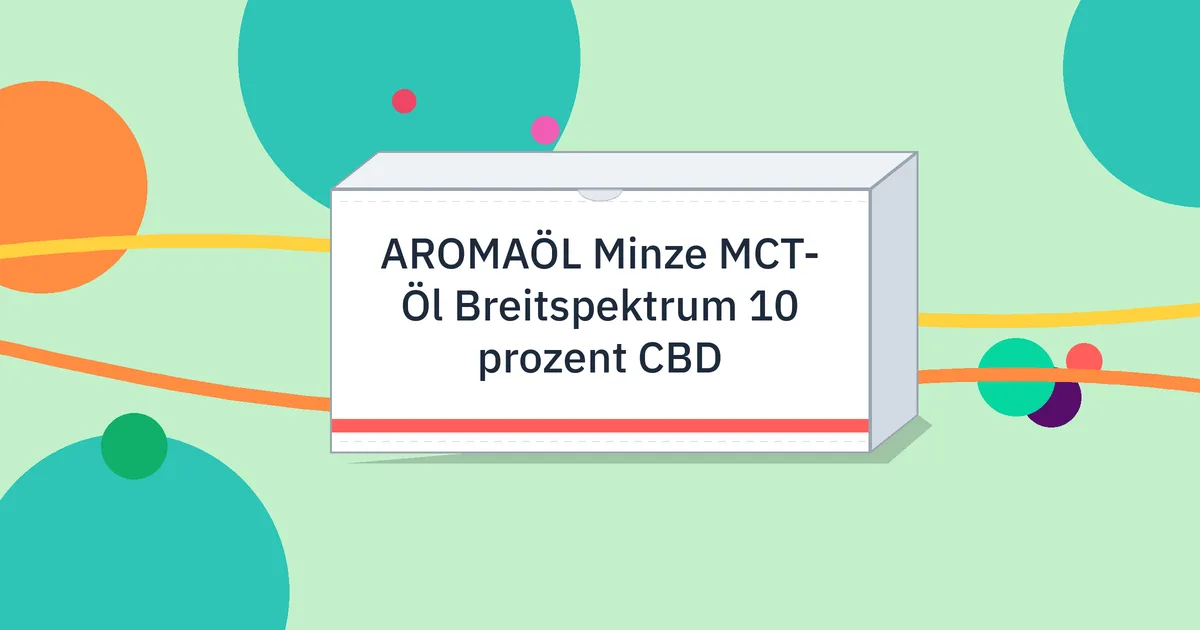 Symbolbild: Packung mit der Aufschrift AROMAÖL Minze MCT-Öl Breitspektrum 10 prozent CBD (PZN 20400397) – Verfügbarkeit und Bezug in Apotheken in Frankfurt am Main