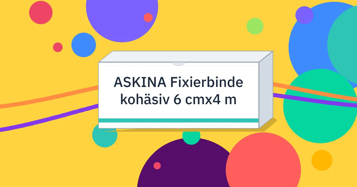 Symbolbild: Packung mit der Aufschrift ASKINA Fixierbinde kohäsiv 6 cmx4 m (PZN 06158162) – Verfügbarkeit und Bezug in Apotheken in Frankfurt am Main