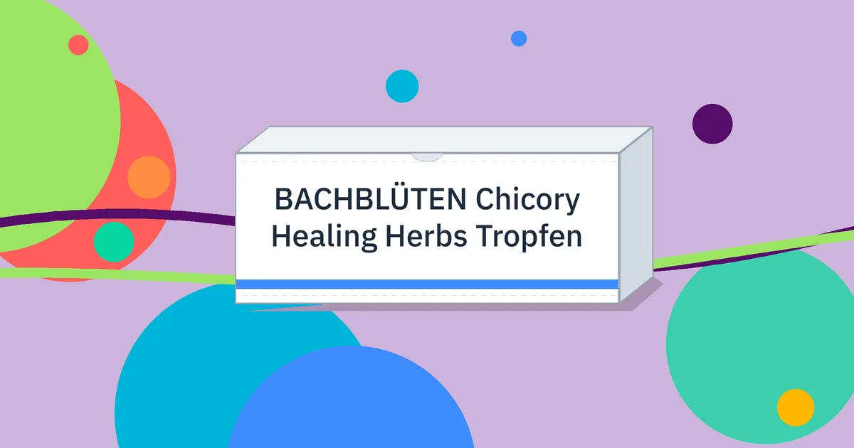Symbolbild: Packung mit der Aufschrift BACHBLÜTEN Chicory Healing Herbs Tropfen (PZN 07364426) – Verfügbarkeit und Bezug in Apotheken in Frankfurt am Main