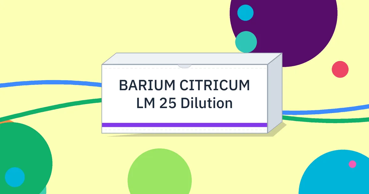 Symbolbild: Packung mit der Aufschrift BARIUM CITRICUM LM 25 Dilution (PZN 12789530) – Verfügbarkeit und Bezug in Apotheken in Frankfurt am Main