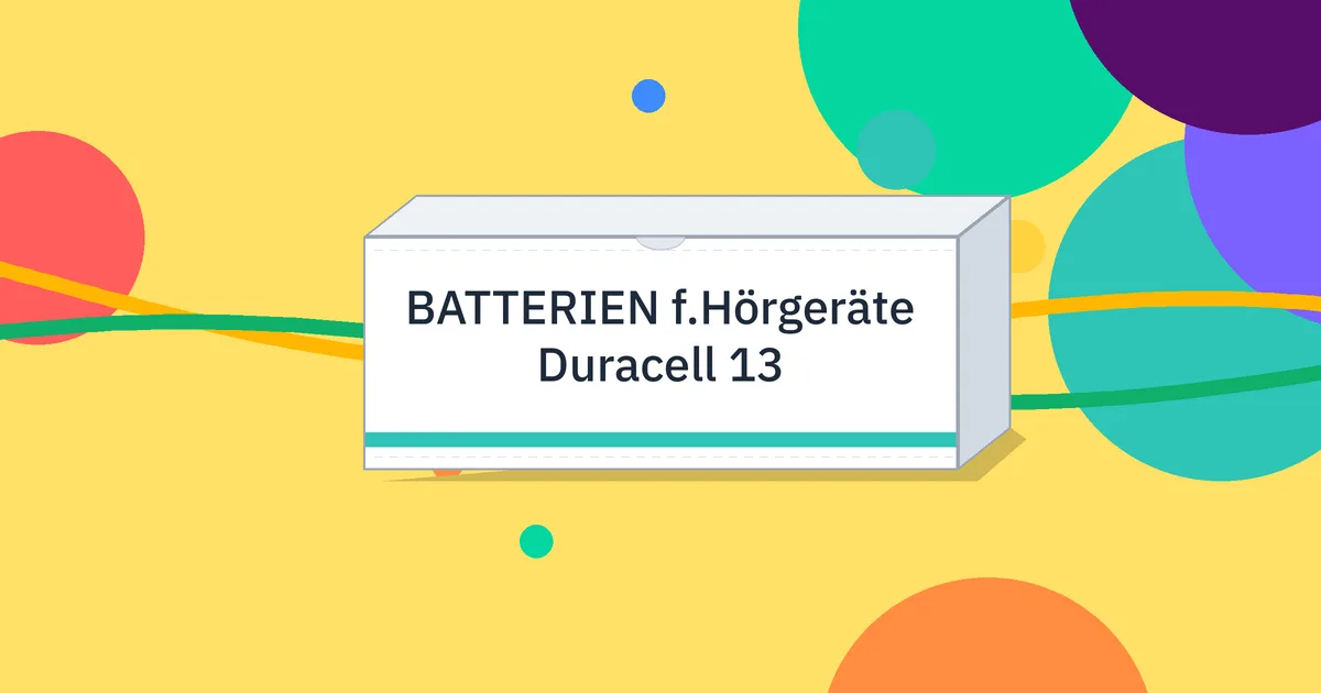 Symbolbild: Packung mit der Aufschrift BATTERIEN f.Hörgeräte Duracell 13 (PZN 07656442) – Verfügbarkeit und Bezug in Apotheken in Frankfurt am Main
