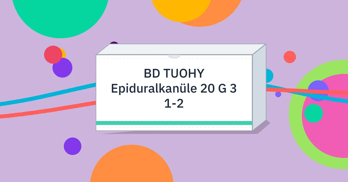 Symbolbild: Packung mit der Aufschrift BD TUOHY Epiduralkanüle 20 G 3 1-2 (PZN 07664341) – Verfügbarkeit und Bezug in Apotheken in Frankfurt am Main