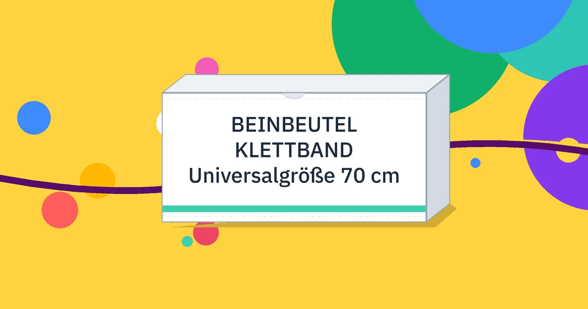 Symbolbild: Packung mit der Aufschrift BEINBEUTEL KLETTBAND Universalgröße 70 cm (PZN 16747474) – Verfügbarkeit und Bezug in Apotheken in Frankfurt am Main