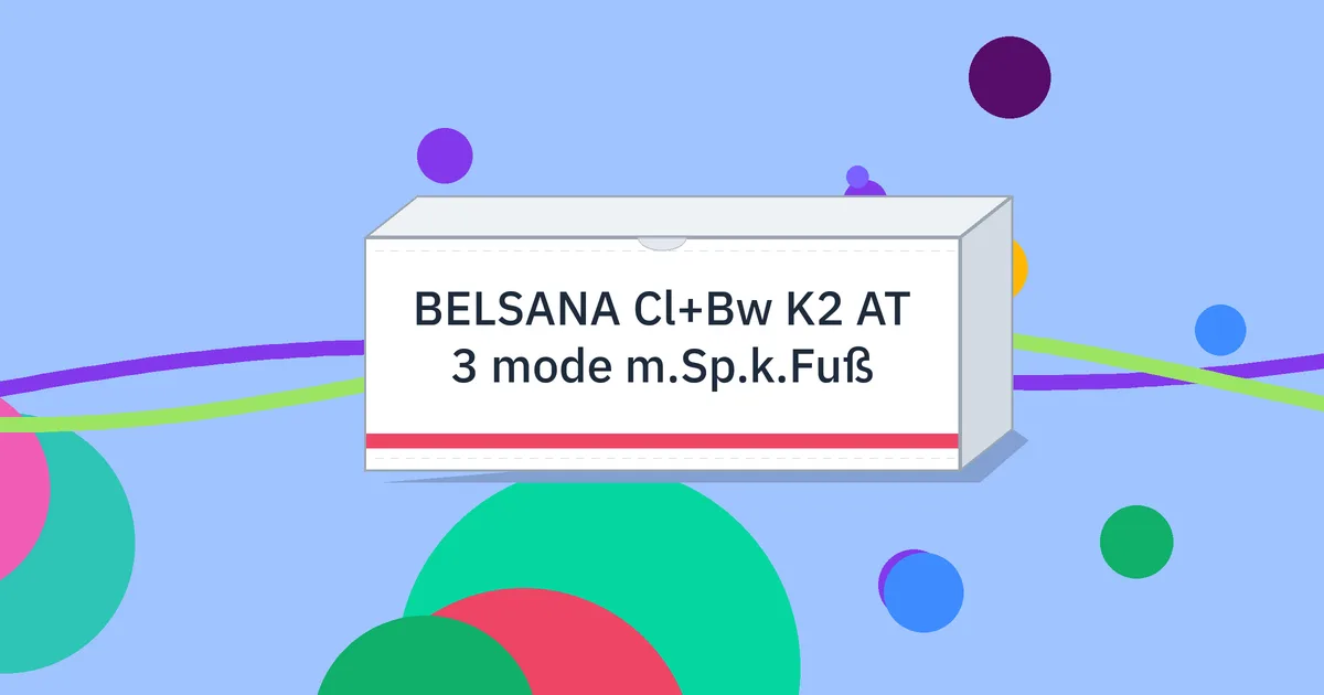 Symbolbild: Packung mit der Aufschrift BELSANA Cl+Bw K2 AT 3 mode m.Sp.k.Fuß (PZN 12249638) – Verfügbarkeit und Bezug in Apotheken in Frankfurt am Main