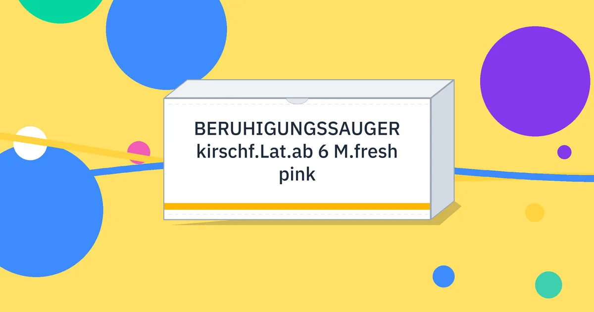 Symbolbild: Packung mit der Aufschrift BERUHIGUNGSSAUGER kirschf.Lat.ab 6 M.fresh pink (PZN 16840498) – Verfügbarkeit und Bezug in Apotheken in Frankfurt am Main