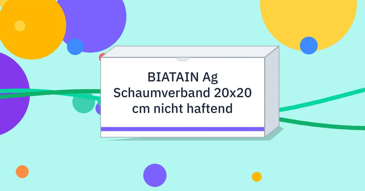 Symbolbild: Packung mit der Aufschrift BIATAIN Ag Schaumverband 20x20 cm nicht haftend (PZN 18125593) – Verfügbarkeit und Bezug in Apotheken in Frankfurt am Main