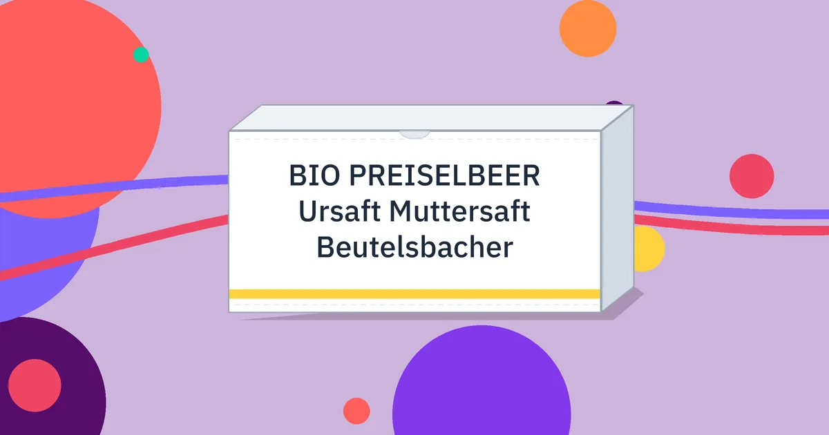 Symbolbild: Packung mit der Aufschrift BIO PREISELBEER Ursaft Muttersaft Beutelsbacher (PZN 20597514) – Verfügbarkeit und Bezug in Apotheken in Frankfurt am Main