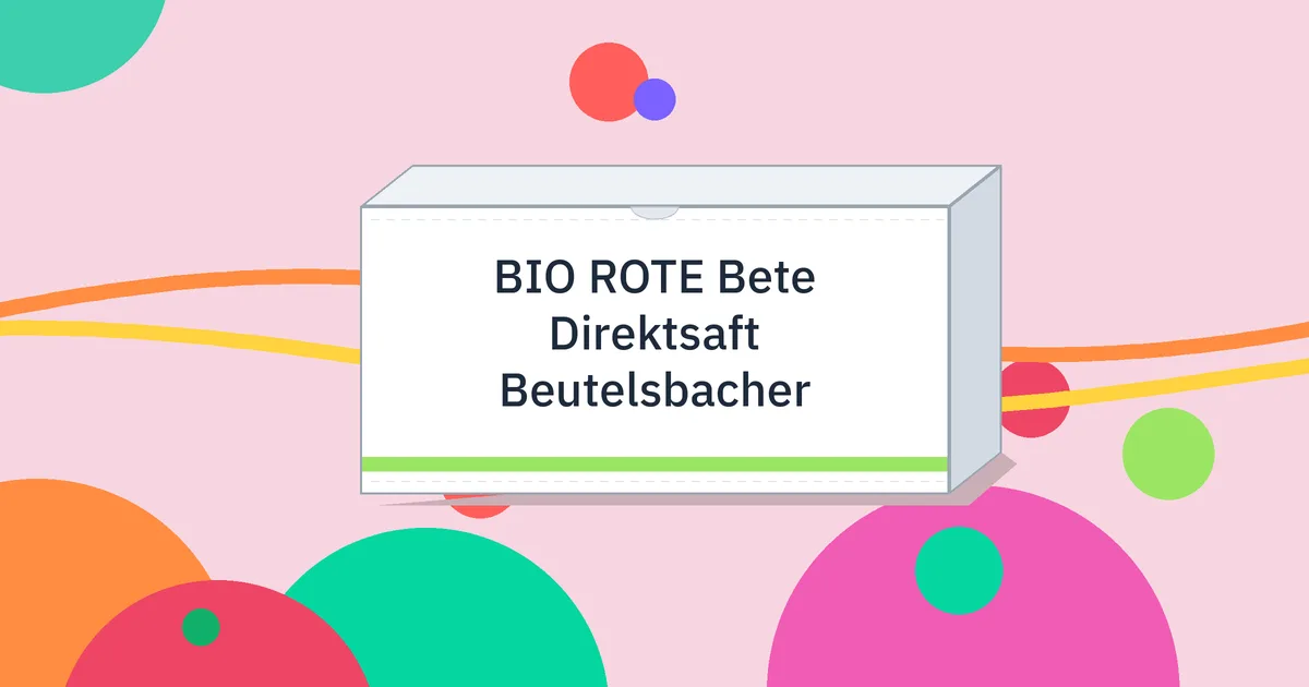 Symbolbild: Packung mit der Aufschrift BIO ROTE Bete Direktsaft Beutelsbacher (PZN 20597307) – Verfügbarkeit und Bezug in Apotheken in Frankfurt am Main