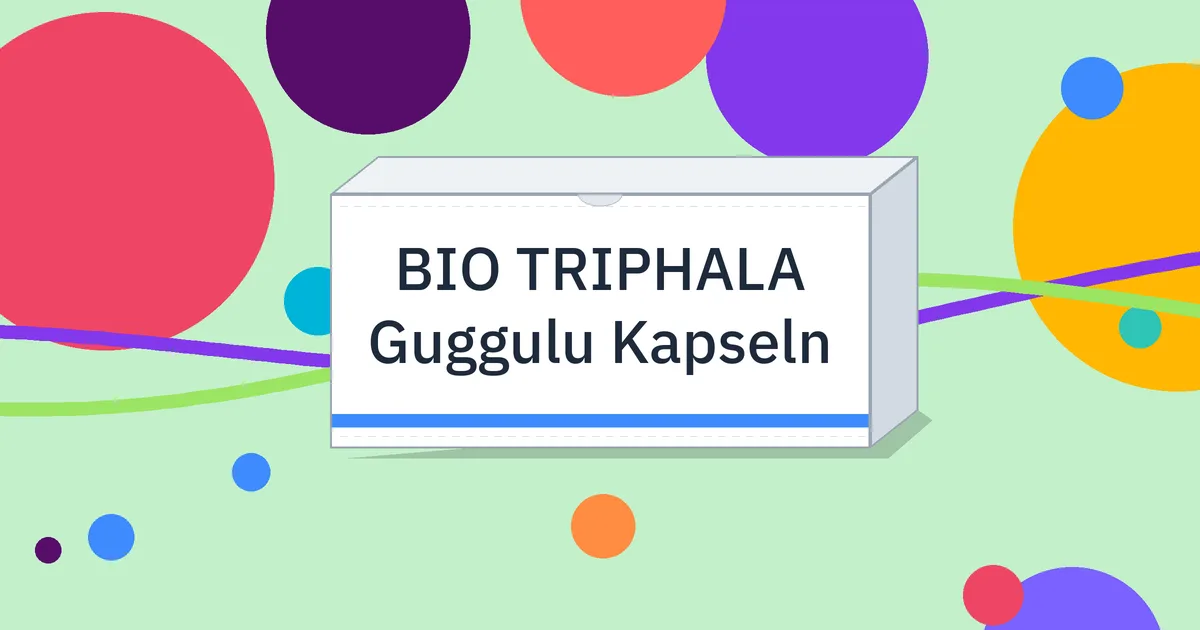 Symbolbild: Packung mit der Aufschrift BIO TRIPHALA Guggulu Kapseln (PZN 16707428) – Verfügbarkeit und Bezug in Apotheken in Frankfurt am Main
