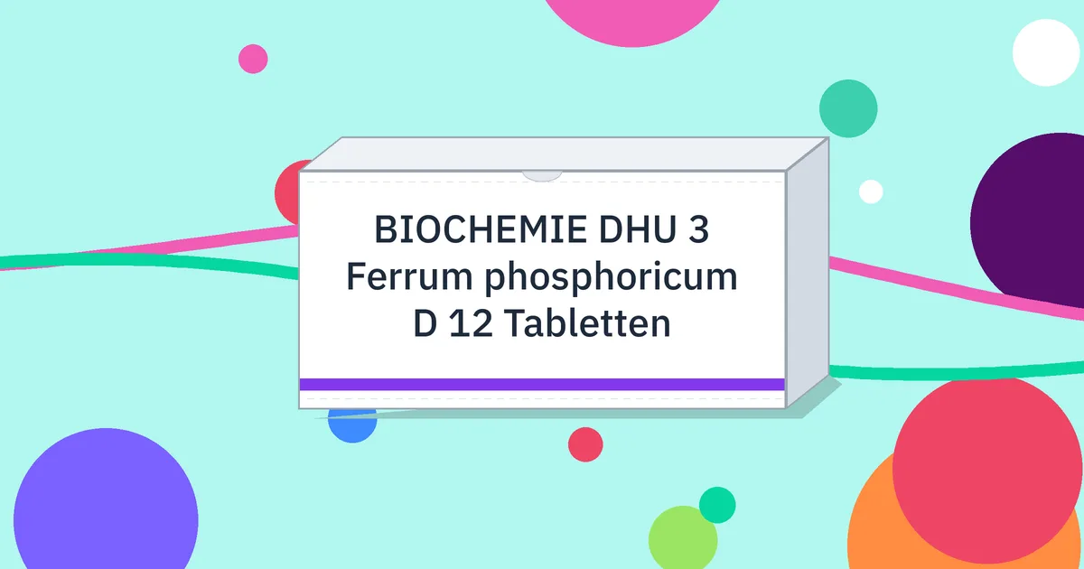 Symbolbild: Packung mit der Aufschrift BIOCHEMIE DHU 3 Ferrum phosphoricum D 12 Tabletten (PZN 00274016) – Verfügbarkeit und Bezug in Apotheken in Frankfurt am Main