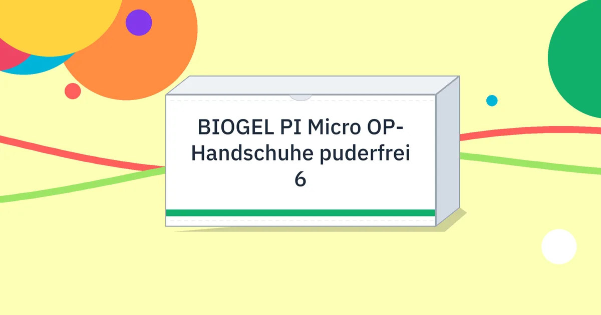 Symbolbild: Packung mit der Aufschrift BIOGEL PI Micro OP-Handschuhe puderfrei 6 (PZN 13864794) – Verfügbarkeit und Bezug in Apotheken in Frankfurt am Main