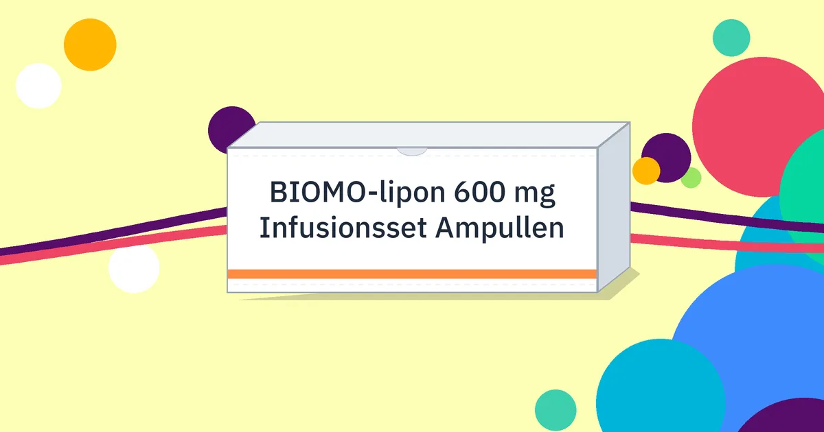 Symbolbild: Packung mit der Aufschrift BIOMO-lipon 600 mg Infusionsset Ampullen (PZN 07463631) – Verfügbarkeit und Bezug in Apotheken in Frankfurt am Main