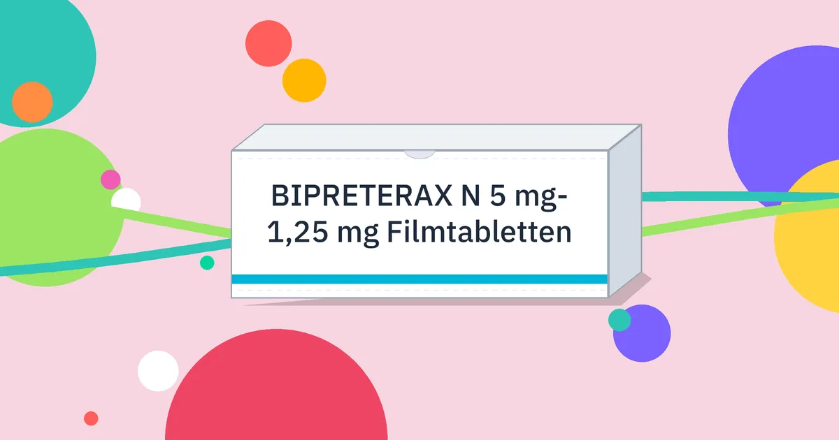 Symbolbild: Packung mit der Aufschrift BIPRETERAX N 5 mg-1,25 mg Filmtabletten (PZN 16575903) – Verfügbarkeit und Bezug in Apotheken in Frankfurt am Main