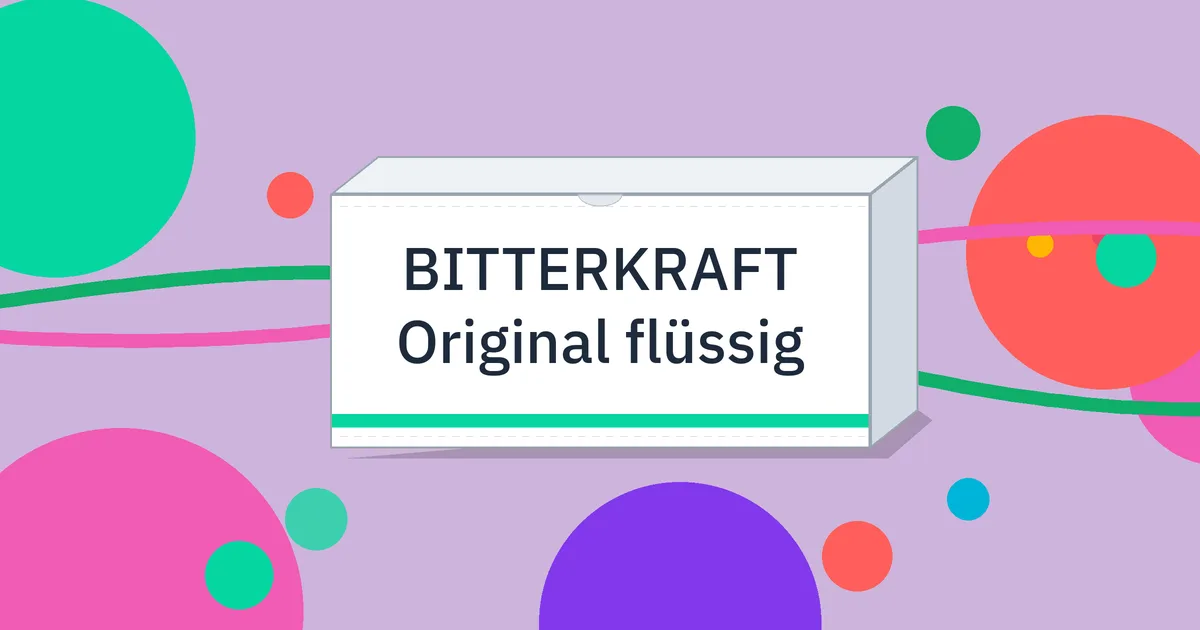 Symbolbild: Packung mit der Aufschrift BITTERKRAFT Original flüssig (PZN 04651935) – Verfügbarkeit und Bezug in Apotheken in Frankfurt am Main