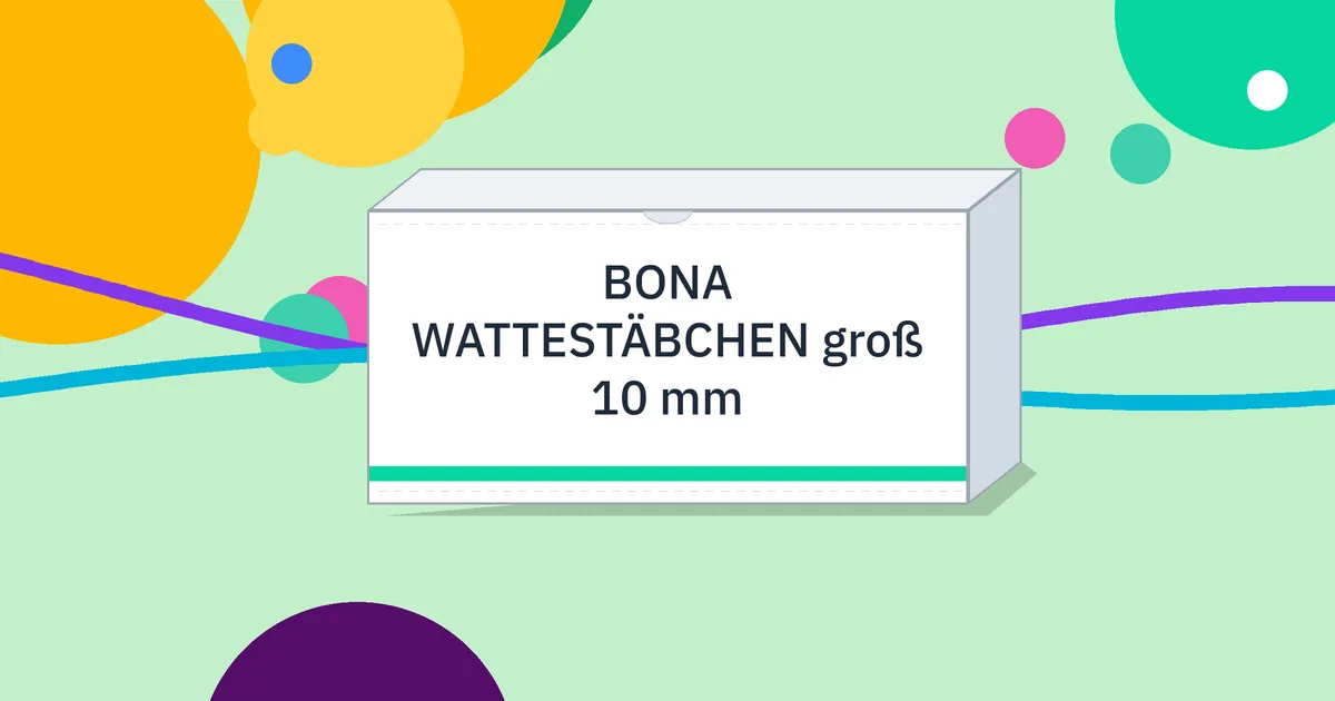 Symbolbild: Packung mit der Aufschrift BONA WATTESTÄBCHEN groß 10 mm (PZN 02404701) – Verfügbarkeit und Bezug in Apotheken in Frankfurt am Main
