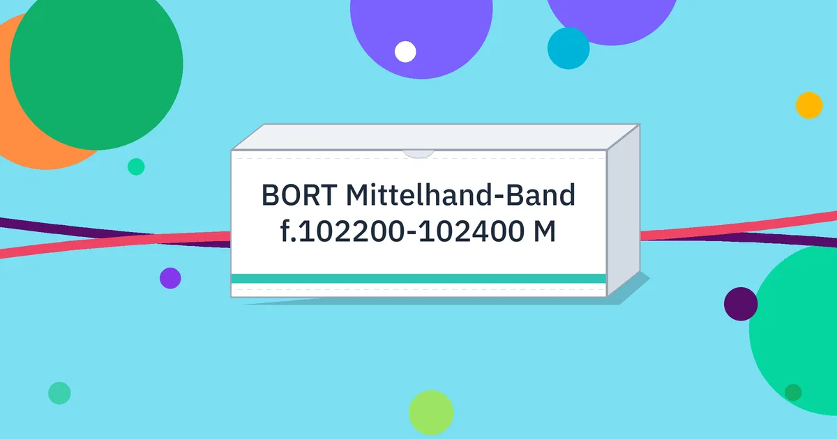 Symbolbild: Packung mit der Aufschrift BORT Mittelhand-Band f.102200-102400 M (PZN 16847419) – Verfügbarkeit und Bezug in Apotheken in Frankfurt am Main