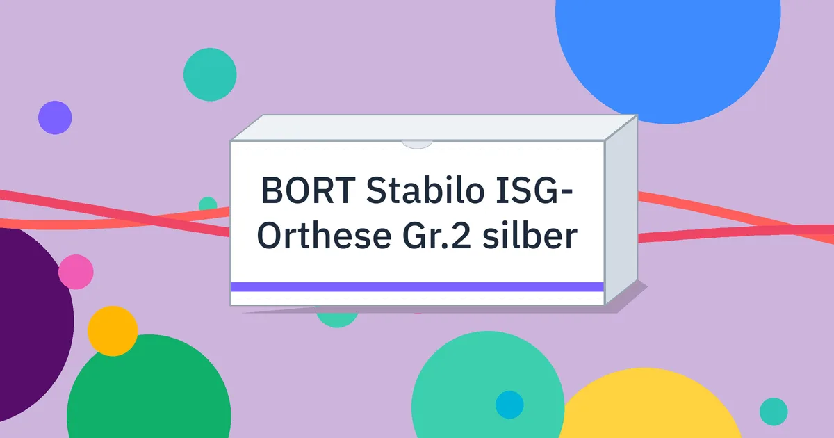 Symbolbild: Packung mit der Aufschrift BORT Stabilo ISG-Orthese Gr.2 silber (PZN 09443331) – Verfügbarkeit und Bezug in Apotheken in Frankfurt am Main