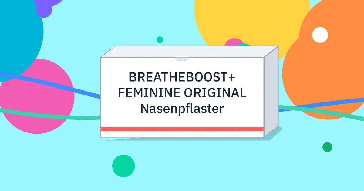 Symbolbild: Packung mit der Aufschrift BREATHEBOOST+ FEMININE ORIGINAL Nasenpflaster (PZN 19480540) – Verfügbarkeit und Bezug in Apotheken in Frankfurt am Main