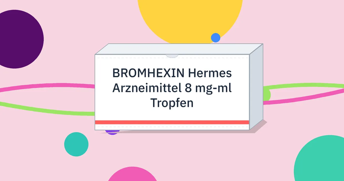 Symbolbild: Packung mit der Aufschrift BROMHEXIN Hermes Arzneimittel 8 mg-ml Tropfen (PZN 16260513) – Verfügbarkeit und Bezug in Apotheken in Frankfurt am Main