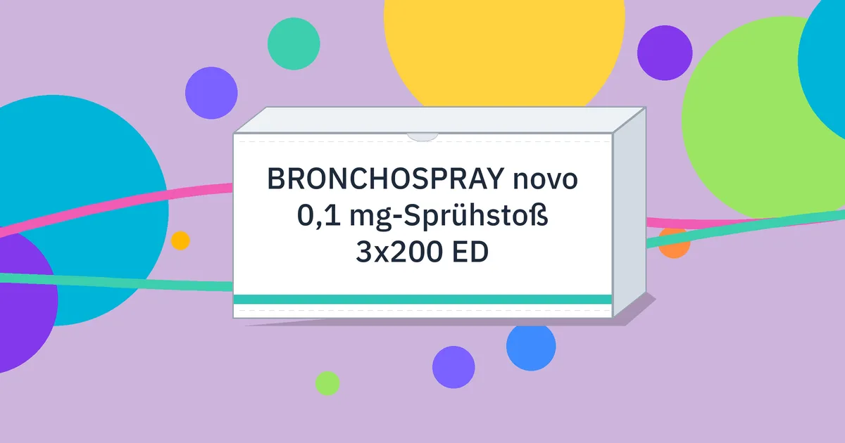 Symbolbild: Packung mit der Aufschrift BRONCHOSPRAY novo 0,1 mg-Sprühstoß 3x200 ED (PZN 08872024) – Verfügbarkeit und Bezug in Apotheken in Frankfurt am Main